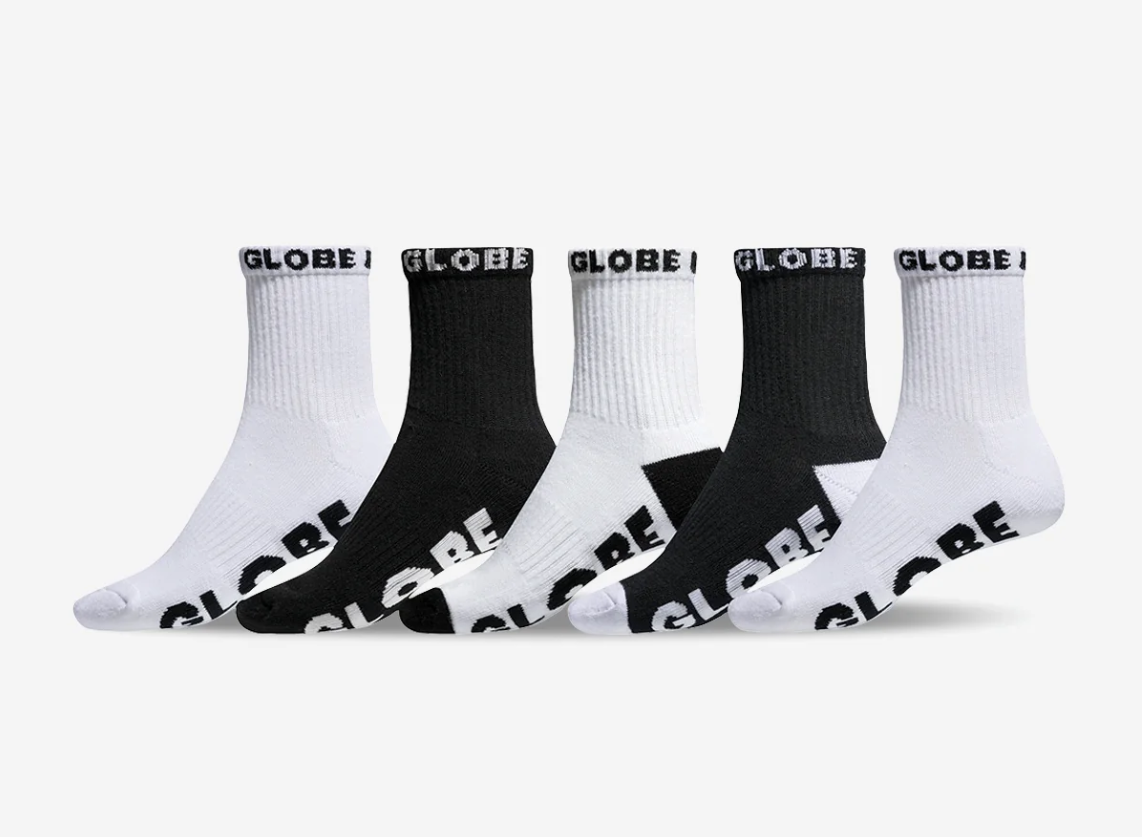 Globe Large Quarter Sock 5 Pack – Red Streetwear
